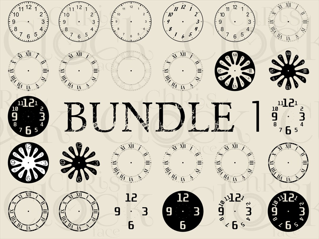 Bundle Number 1 SVG PNG PDF Scalable Printable Clock Faces - Etsy