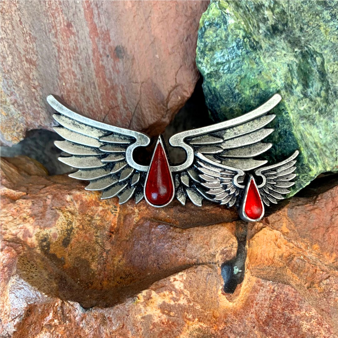 Two Winged Blood Drop Pins / Badges - Etsy