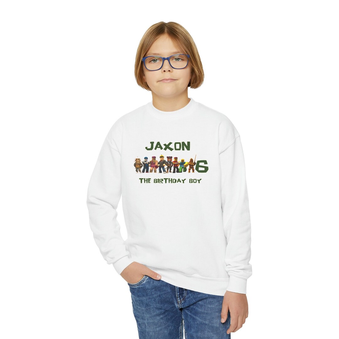 Roblox Birthday Party Sweatshirt, Youth Crewneck Sweatshirt, Customized ...