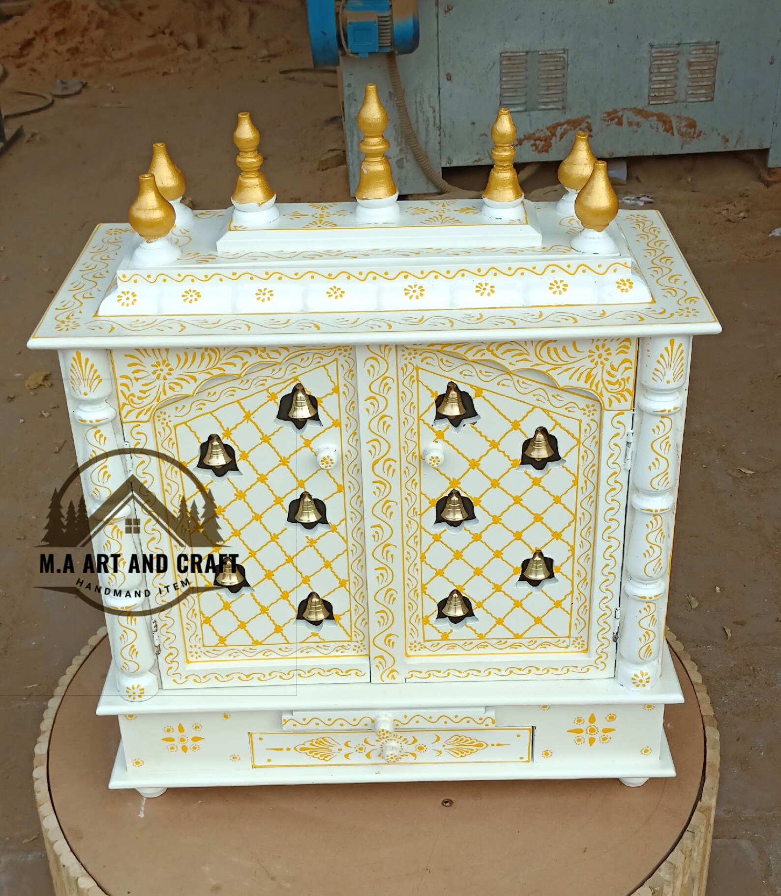 Teak Wood Temple Mandir Handcrafted Window Pooja Ghar Mandap With ...