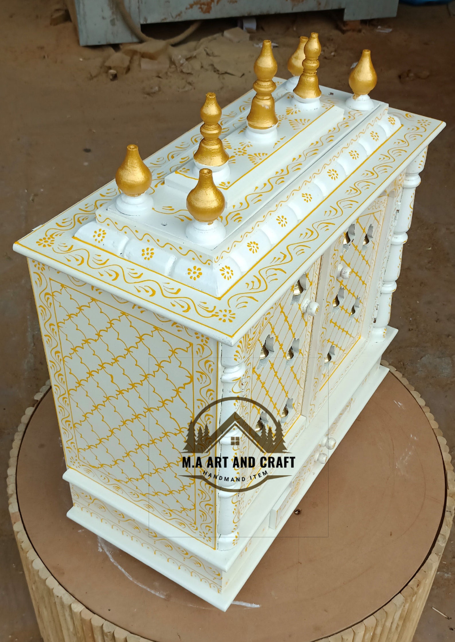 Teak Wood Temple Mandir Handcrafted Window Pooja Ghar Mandap With ...