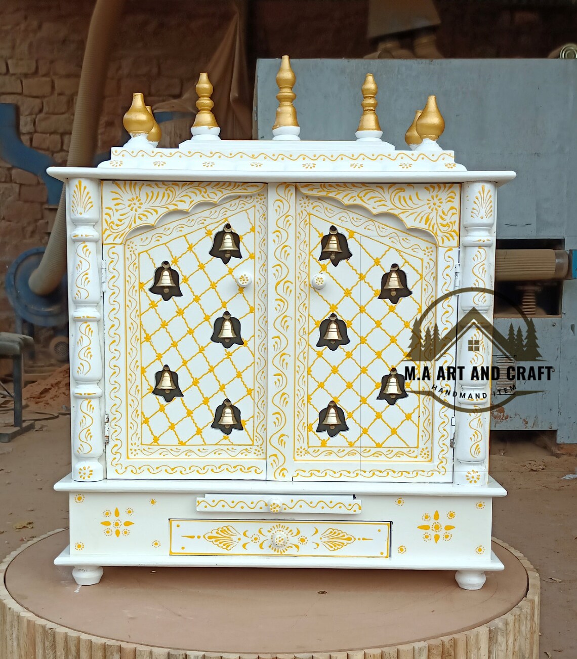 Teak Wood Temple Mandir Handcrafted Window Pooja Ghar Mandap With ...