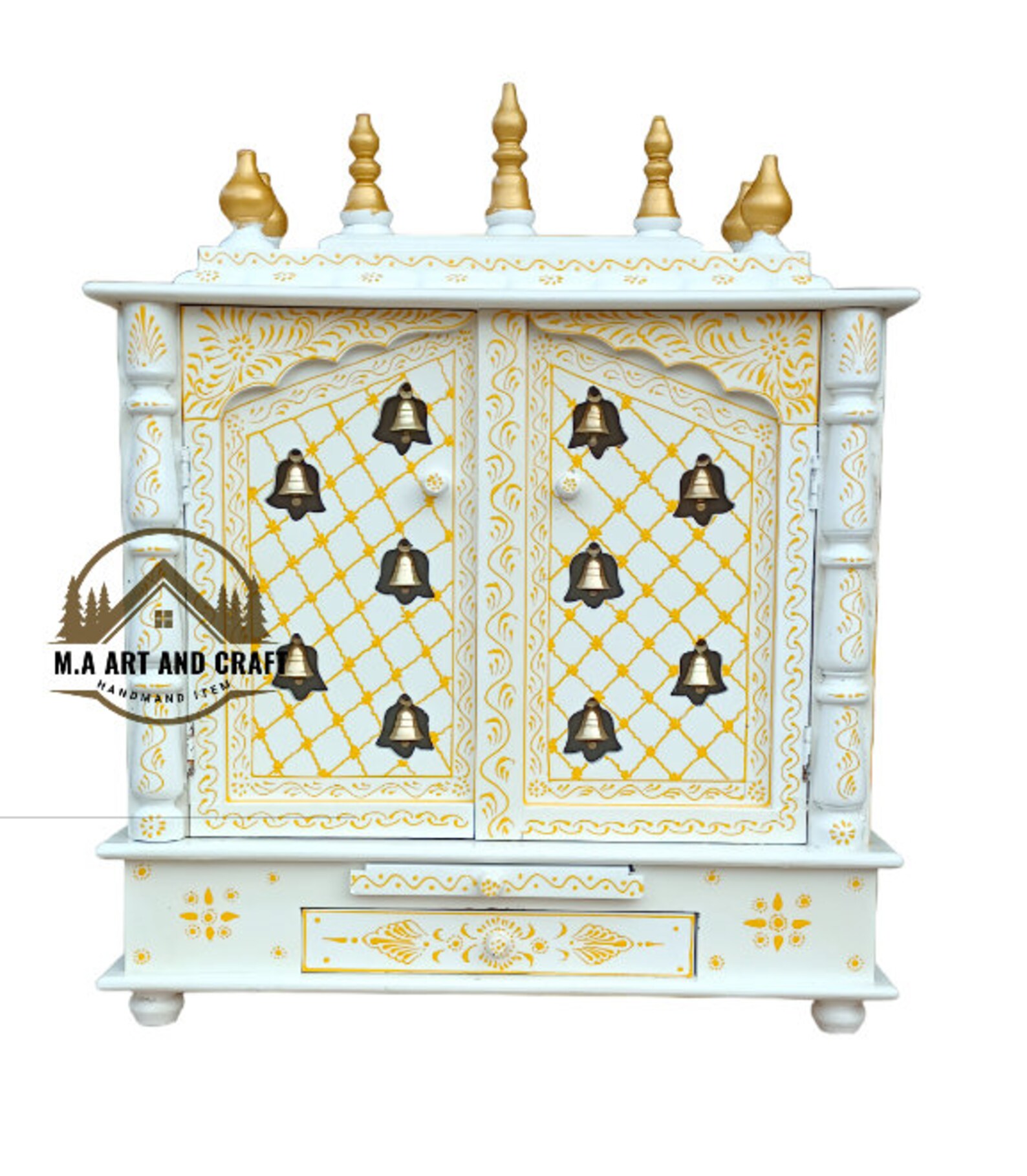 Teak Wood Temple Mandir Handcrafted Window Pooja Ghar Mandap With ...