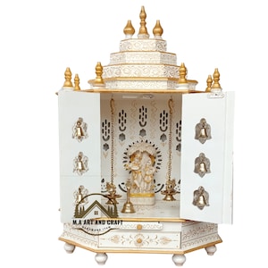 Teak Wood Mandir With LED Lights / Mandir for Home and Office / Pooja ...