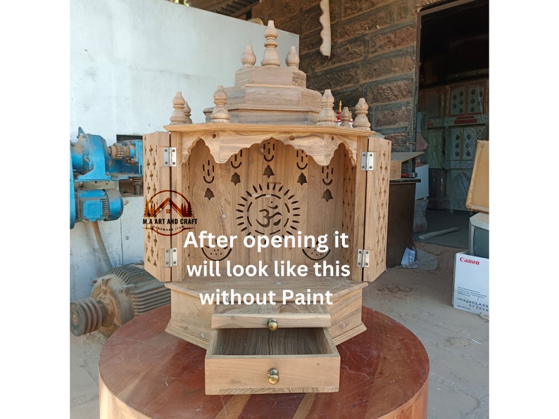 Teak Wood Mandir With LED Lights / Mandir for Home and Office / Pooja ...