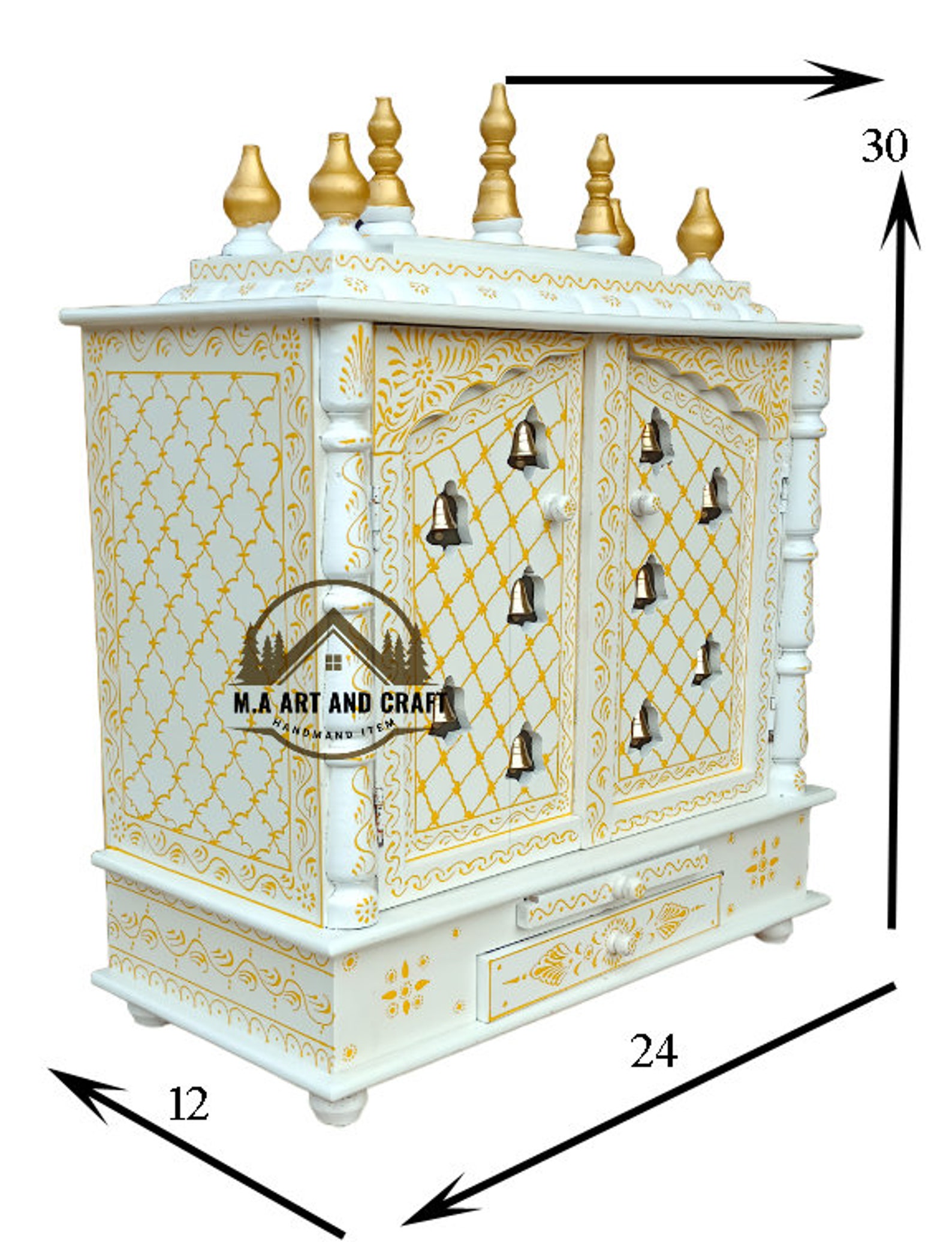 Teak Wood Temple Mandir Handcrafted Window Pooja Ghar Mandap With ...