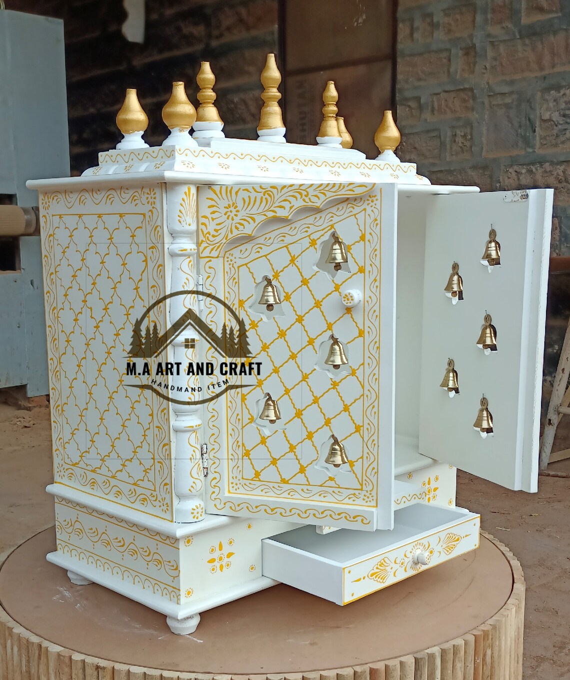 Teak Wood Temple Mandir Handcrafted Window Pooja Ghar Mandap With ...