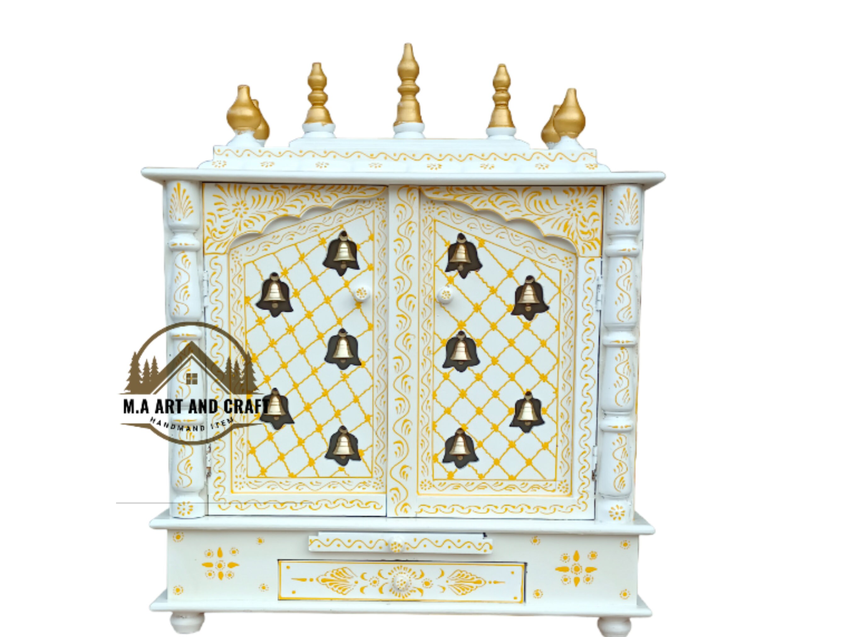 Teak Wood Temple Mandir Handcrafted Window Pooja Ghar Mandap With ...