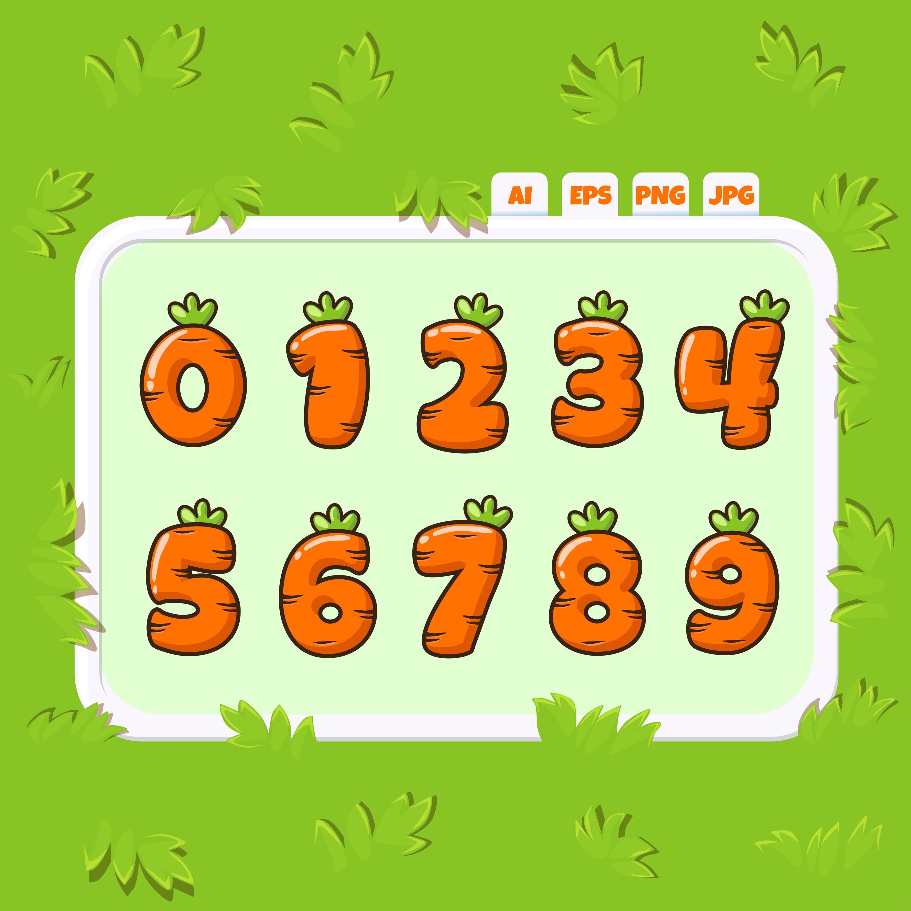 Printable Carrot Numbers Cards - Easter and Spring Flashcards,cute ...