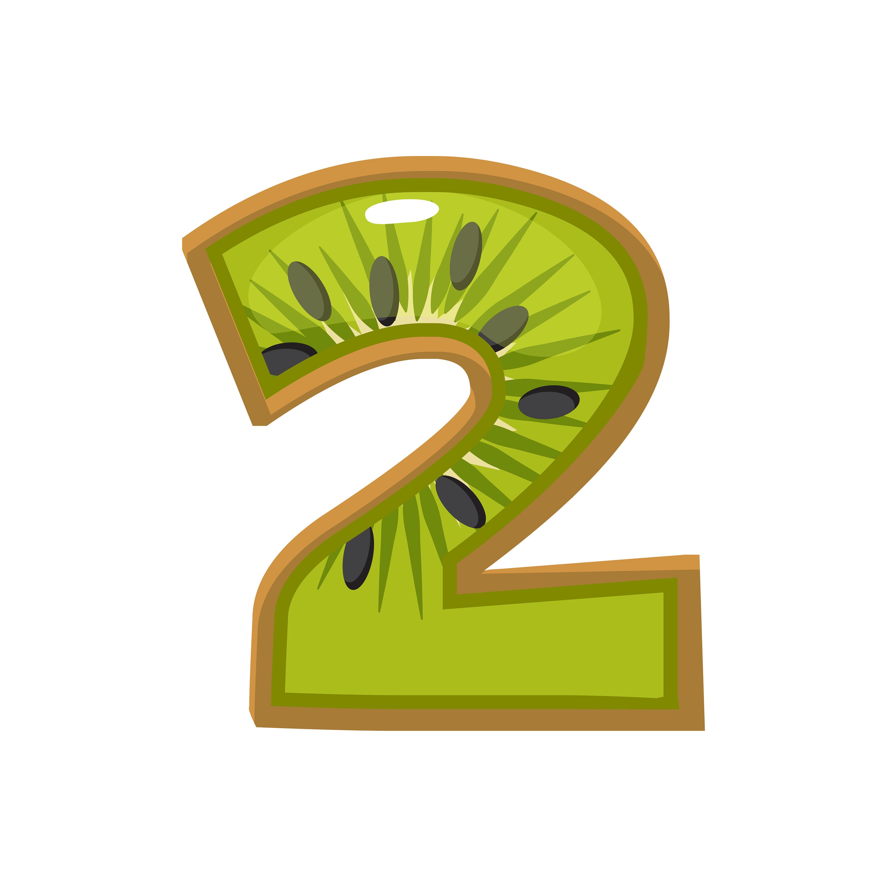 Fruit Numbers. Set of Vector Numbers or Stickers. Bonus Seamless ...