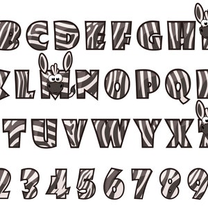 Set of Full Alphabet and Zebra Numbers - Etsy