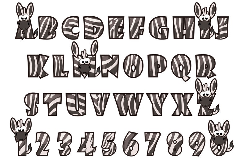 Set of Full Alphabet and Zebra Numbers - Etsy