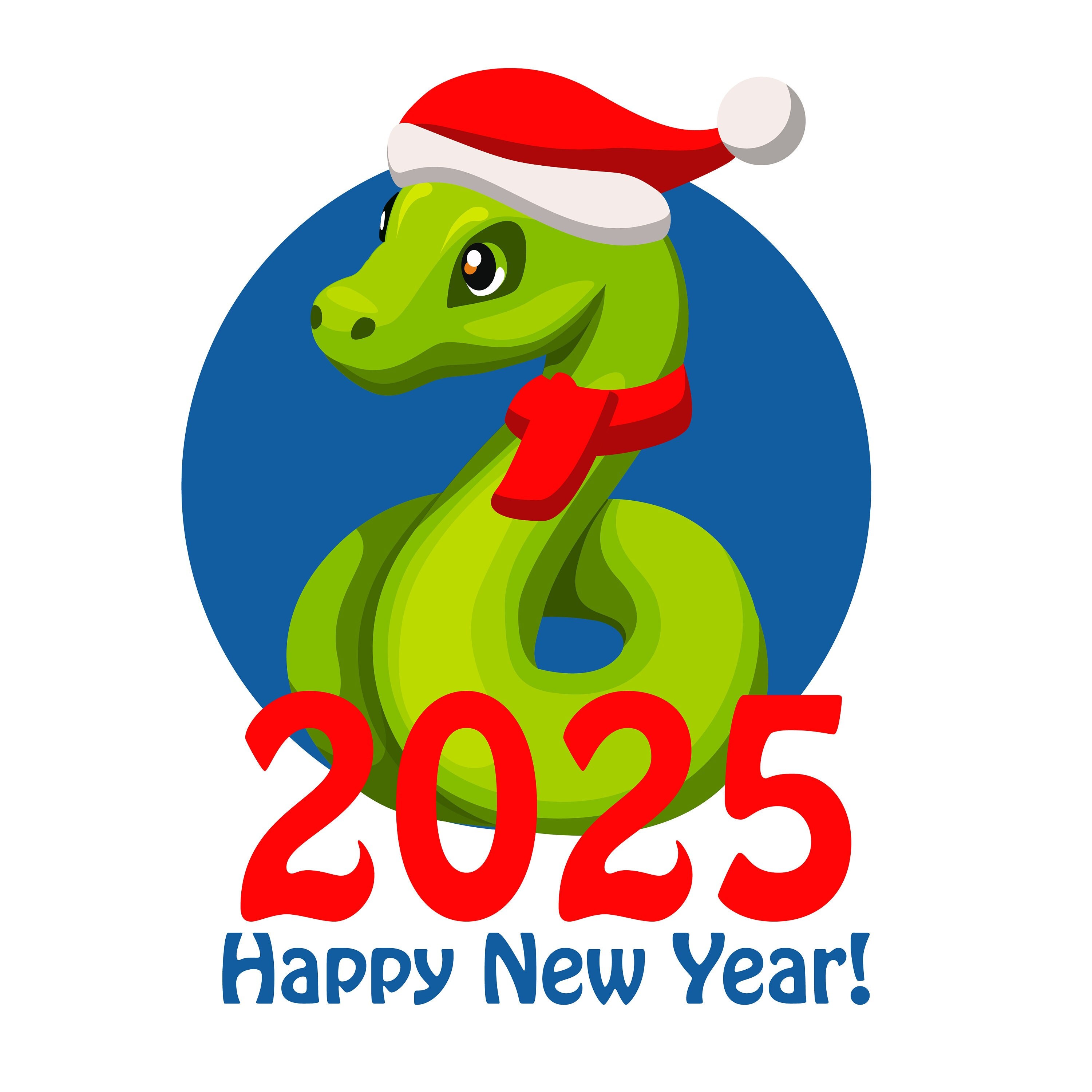Cute Green Snake Wearing a Santa Hat. Happy Chinese New Year 2025 - Etsy