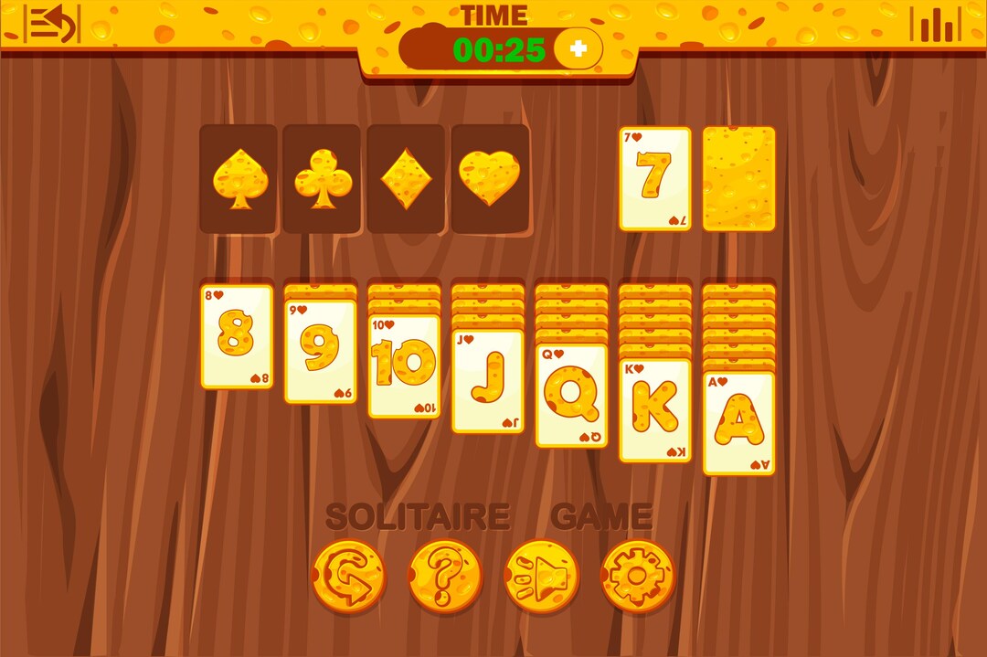 Solitaire Game UI in Cheese Themed. Wooden Background and Buttons - Etsy
