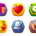 Level up Awards. UI Game Badge Icons. Medals Set Vector Images for a 2D ...