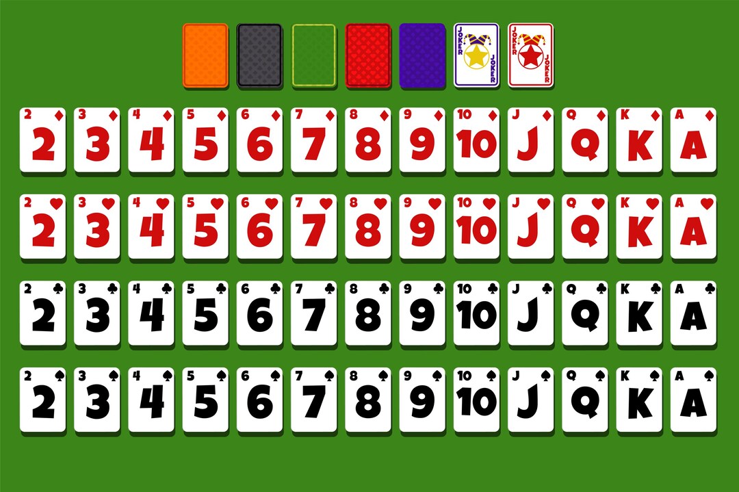Classic Solitaire Game UI. Set of Cartoon Poker Playing Cards - Etsy