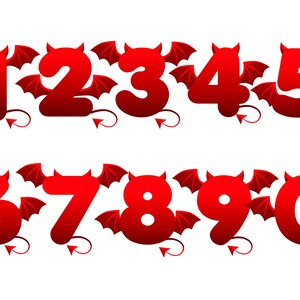 Devil Red Numbers With Wings for Ui Games. Vector Illustration Set of ...