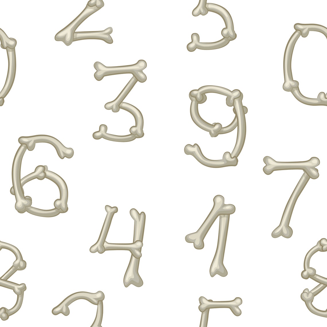Bones Numbers Vector Digits. Cartoon Isolated Numbers Bonus - Etsy