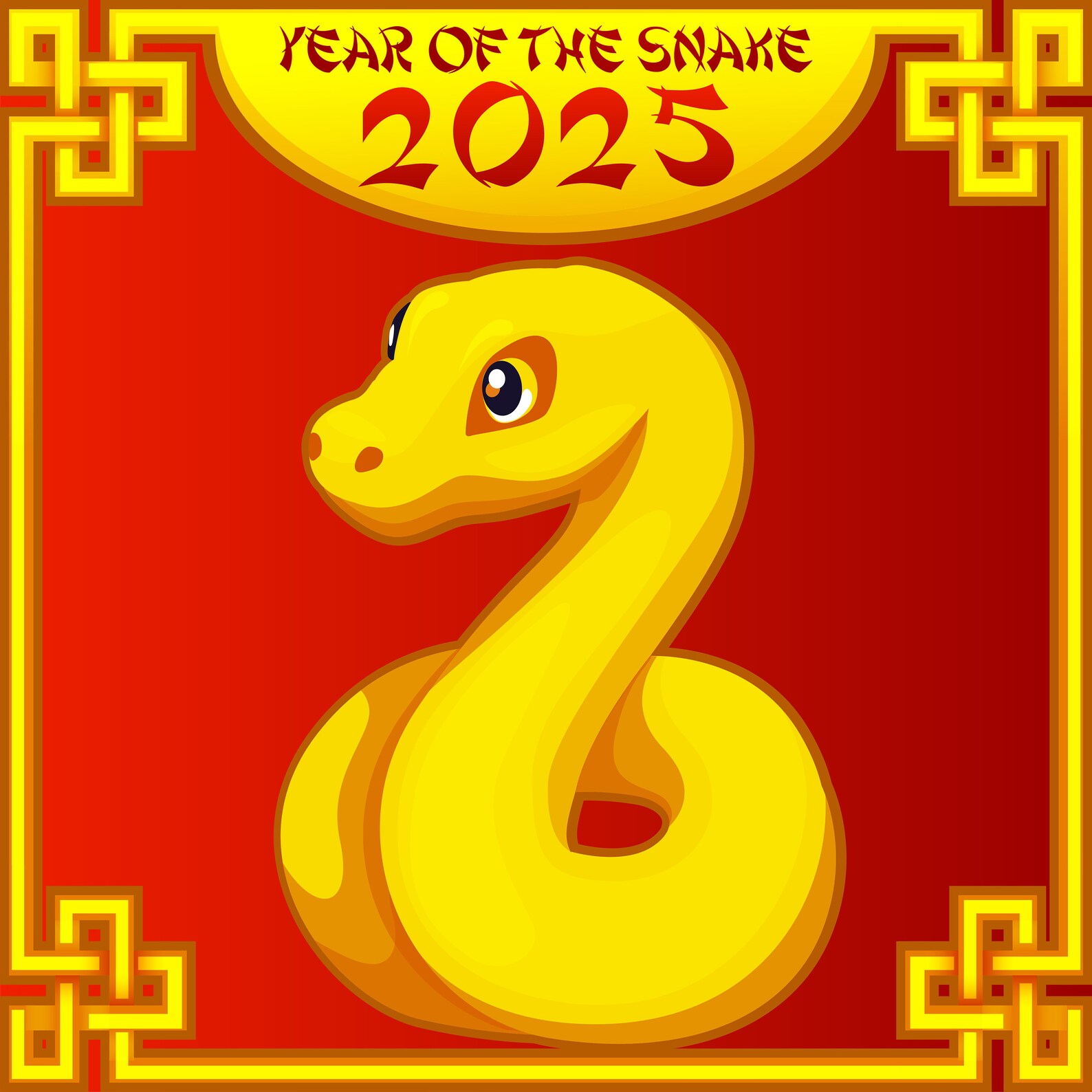 Chinese New Year 2025 of the Snake. Golden Text 2025 With Snakes. - Etsy
