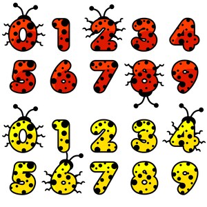 Cartoon Ladybug Alphabet and Numbers. Education Cards Kids. Seamless ...