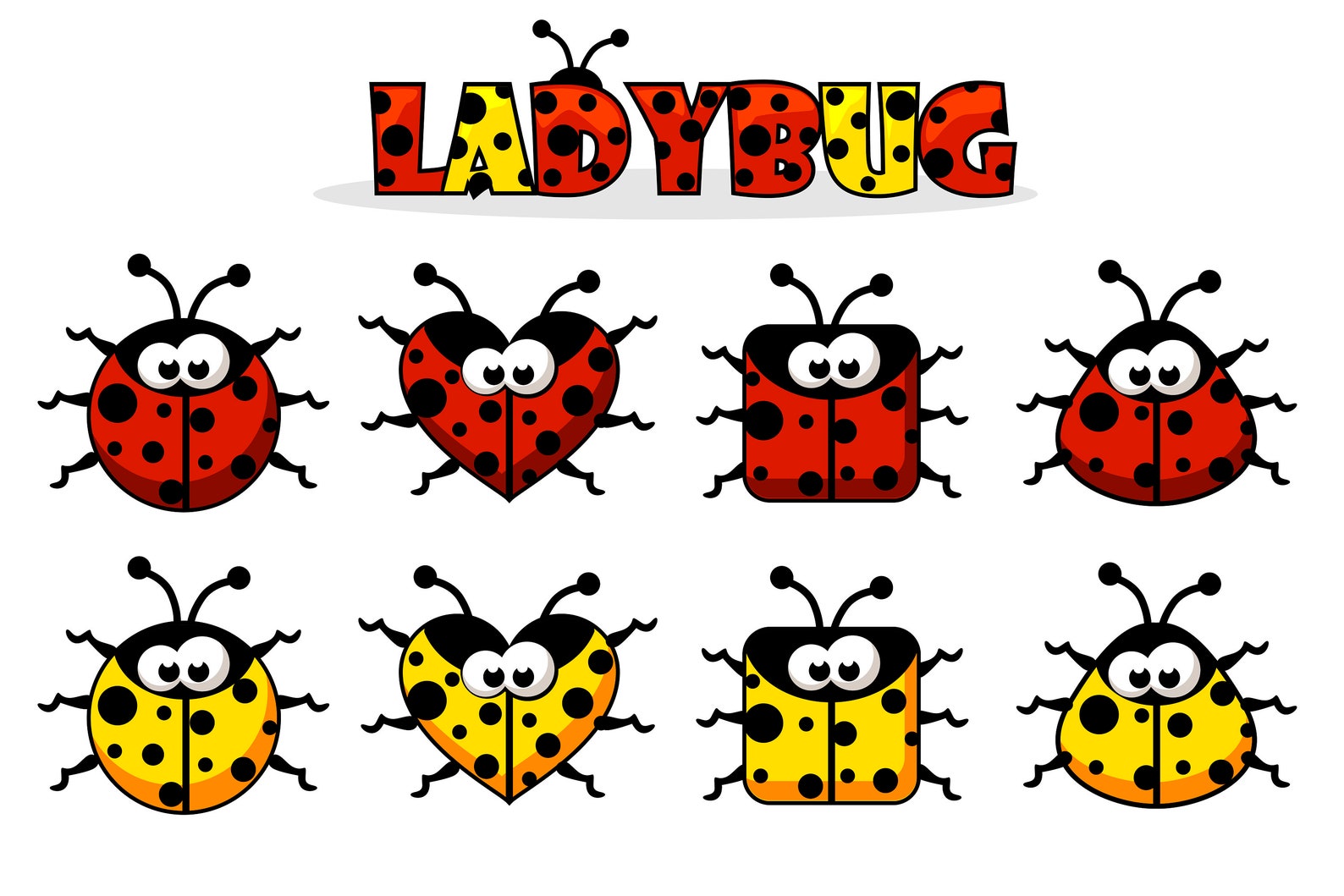 Cartoon Ladybug Alphabet and Numbers. Education Cards Kids. Seamless ...