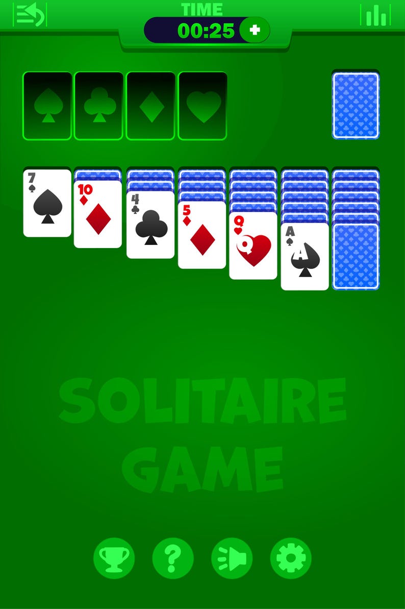 Classic Solitaire Game UI. Set of Cartoon Poker Playing Cards - Etsy