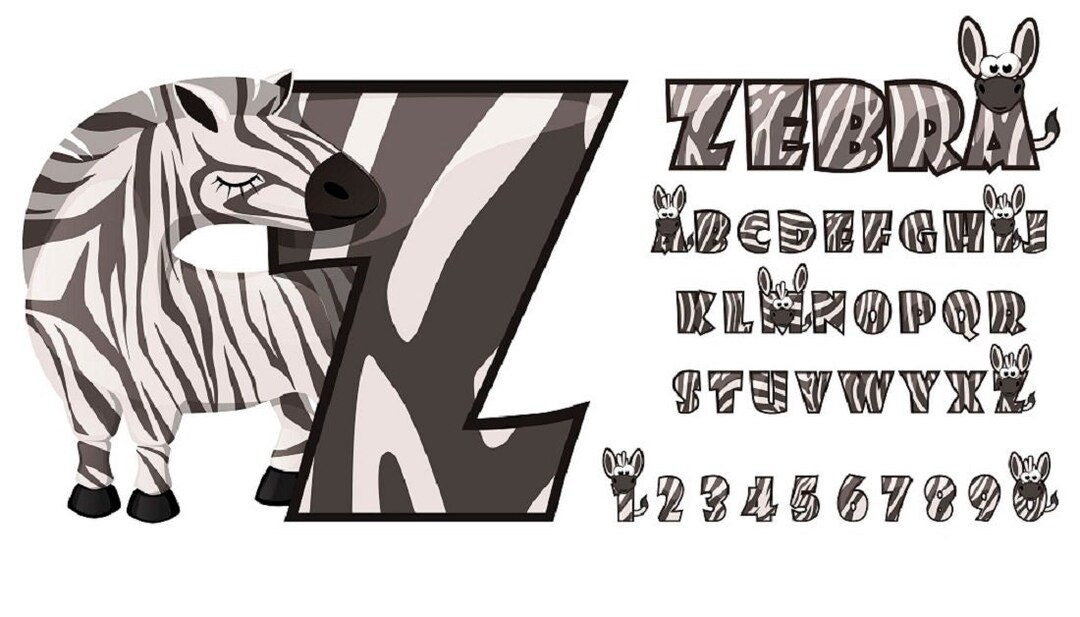Set of Full Alphabet and Zebra Numbers - Etsy