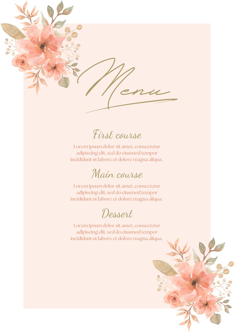 Flower Menu | Flower Menu Template | Garden Party Menu | Wedding Menu ...