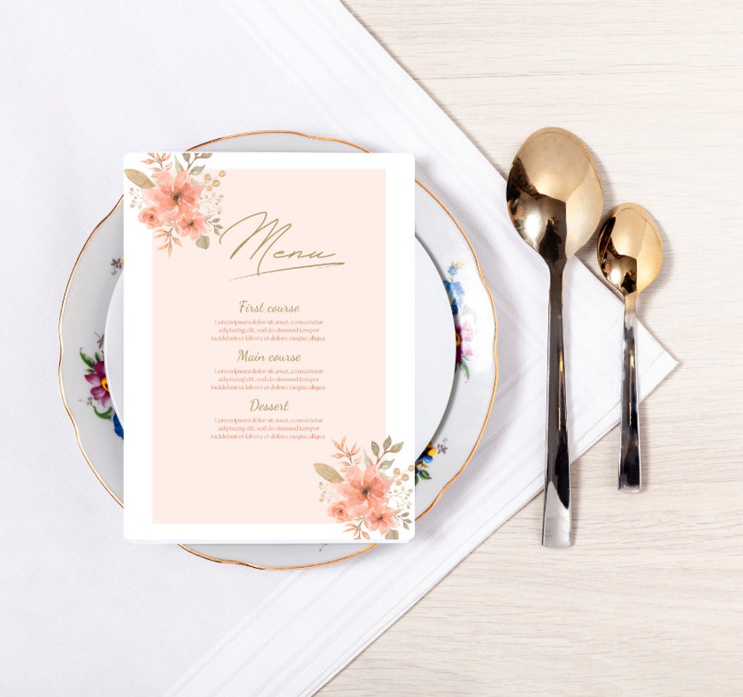 Flower Menu | Flower Menu Template | Garden Party Menu | Wedding Menu ...