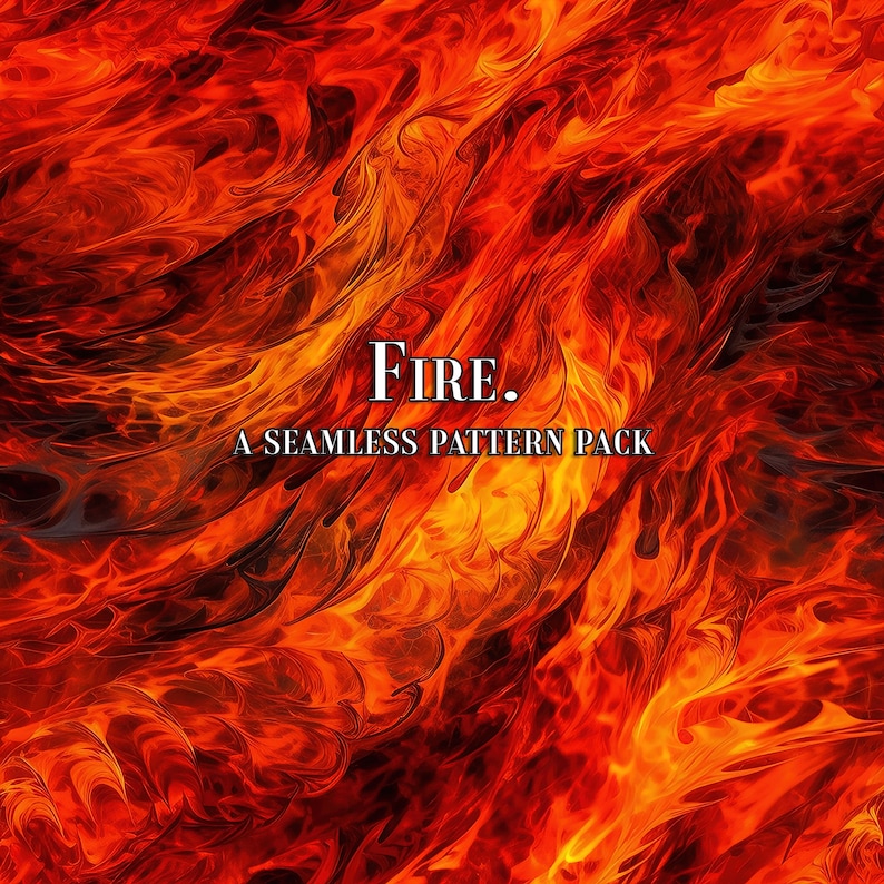 Fire Seamless Pattern Pack - Elemental Digital Art, Flaming Digital ...