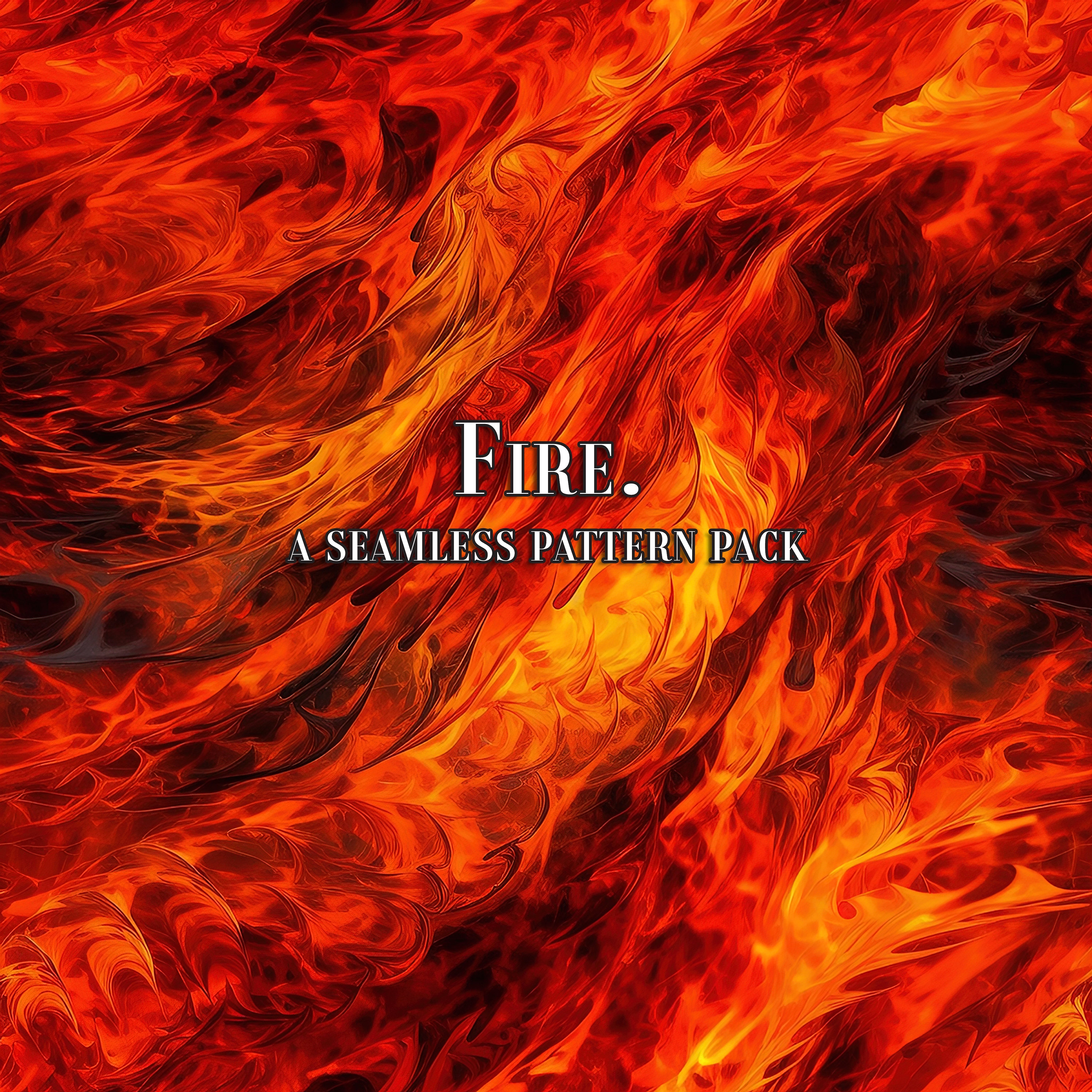Fire Seamless Pattern Pack - Elemental Digital Art, Flaming Digital ...