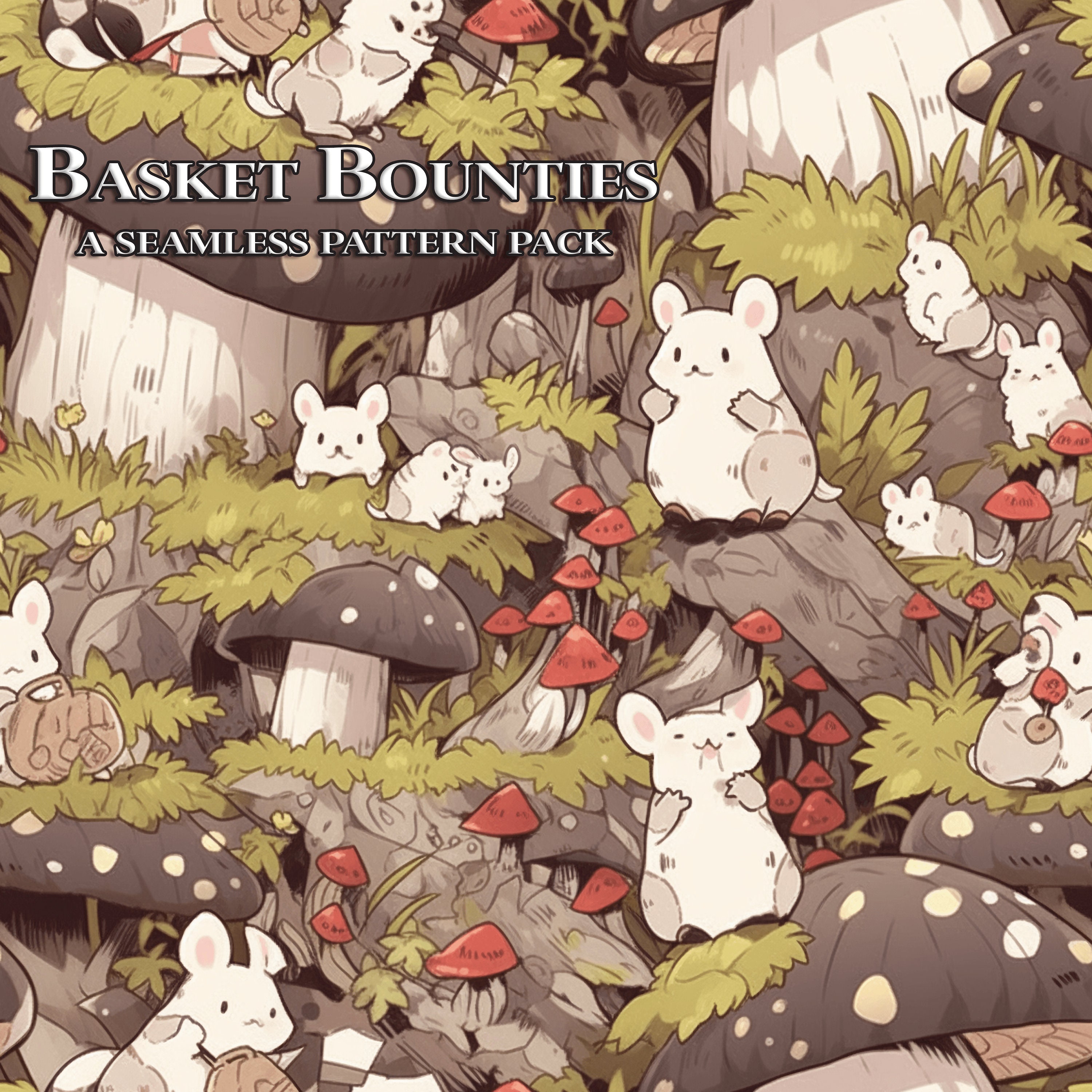 Foraging Themed Seamless Patterns, 12x12 300dpi PNG, Fabric Printing ...