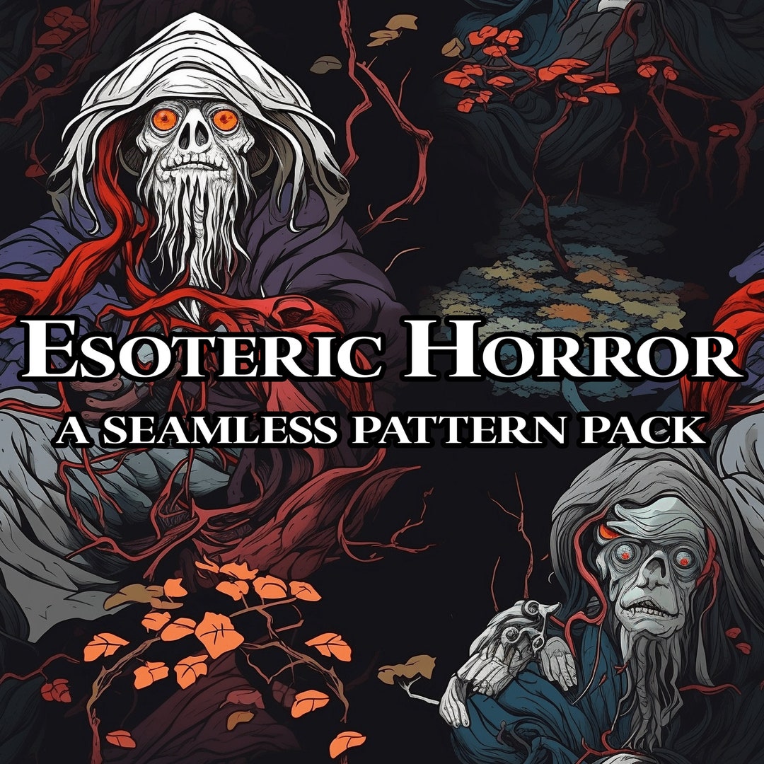 Esoteric Horror Seamless Patterns, 12 Horrorcore PNG Ghoul and Cryptids ...