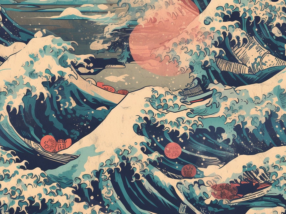 Seamless Japanese Wave Patterns, 30 Pack, 12x12 300DPI - Etsy