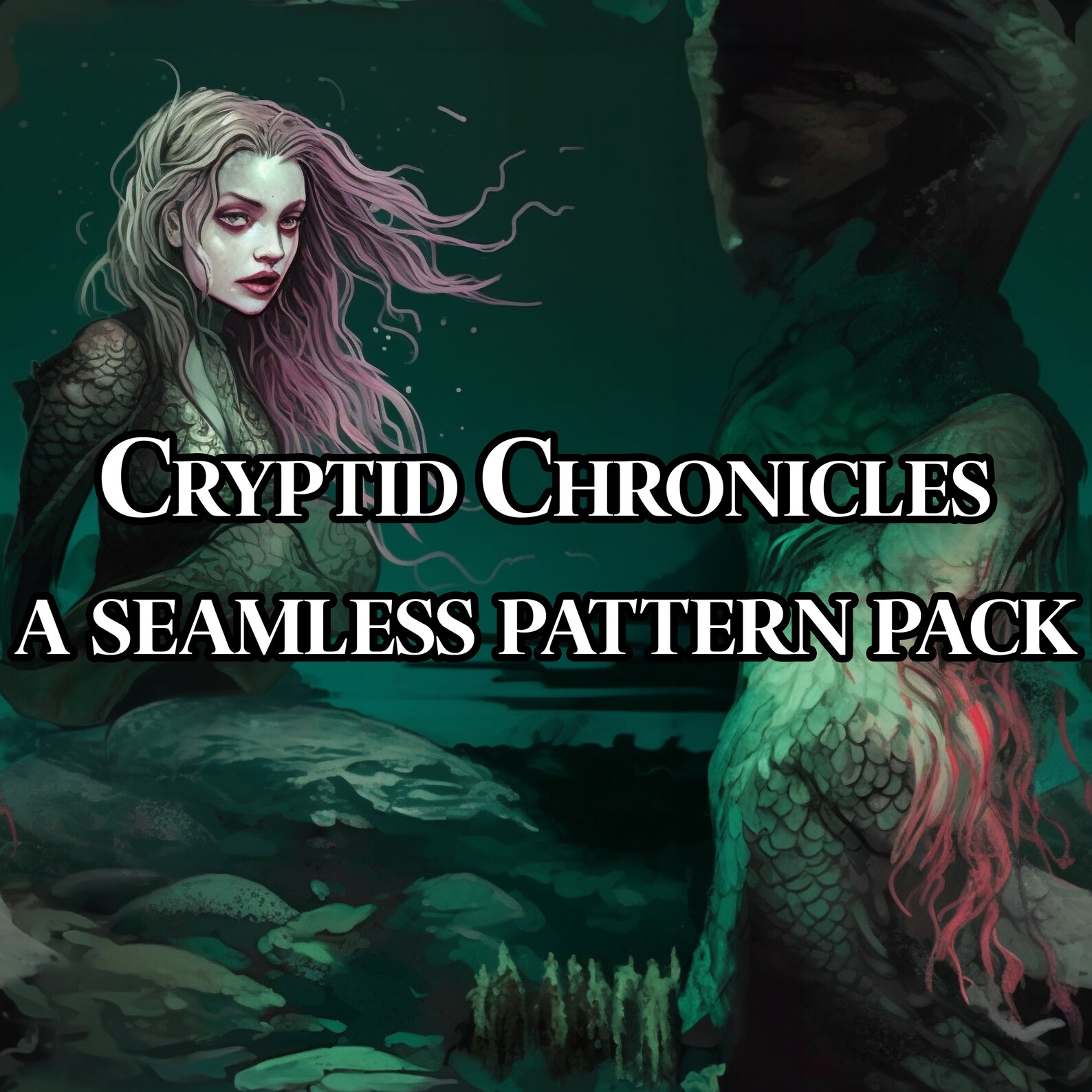 Cryptid Inspired Seamless Pattern Pack, Digital Scrapbooking Paper ...