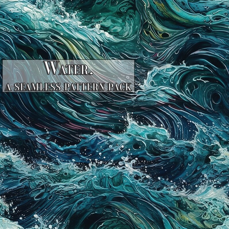 Water Element Seamless Patterns, Digital Printable Scrapbook Paper ...