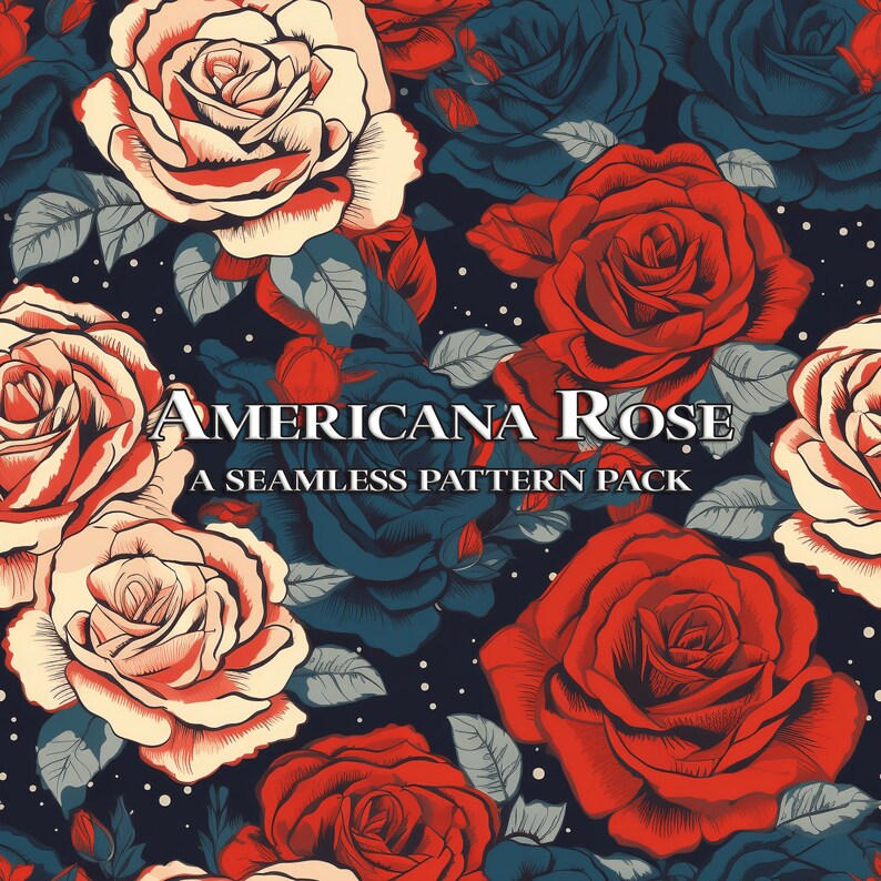 Americana Rose Printable Paper, PNG, 12x12 300DPI - Etsy