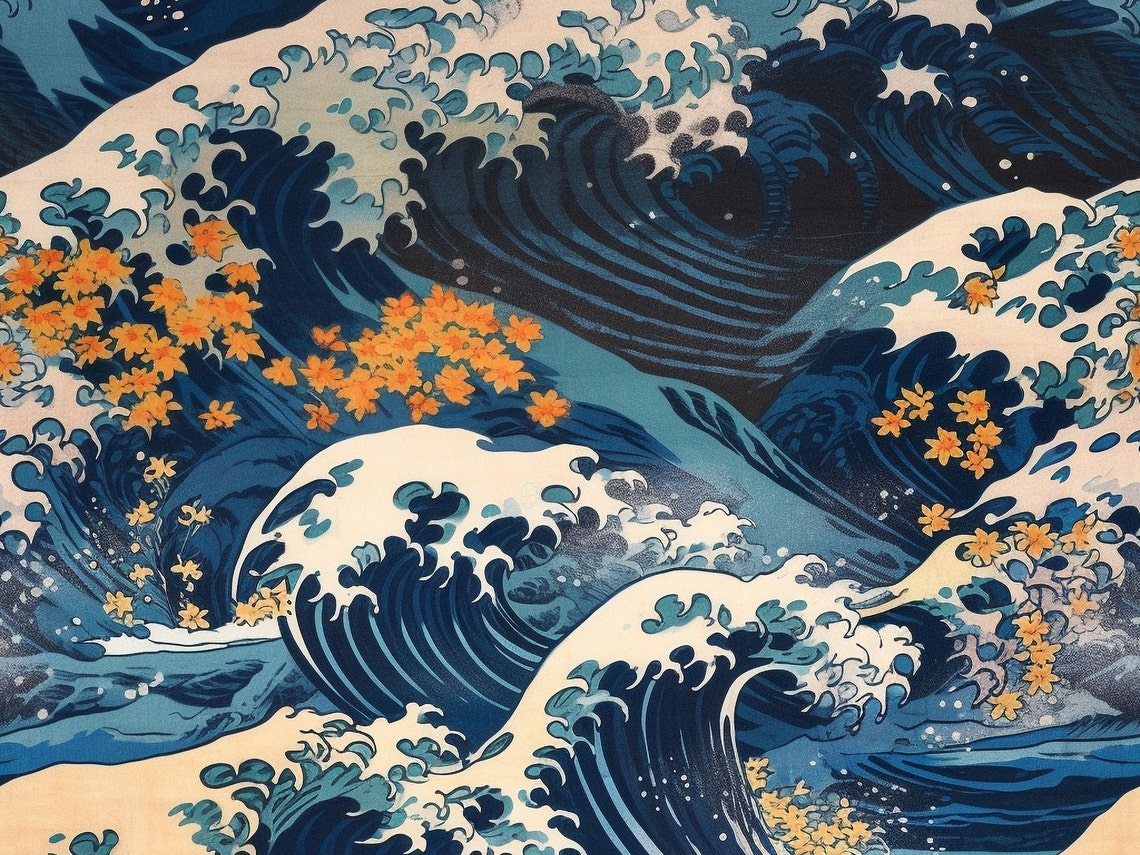 Seamless Japanese Wave Patterns, 30 Pack, 12x12 300DPI - Etsy