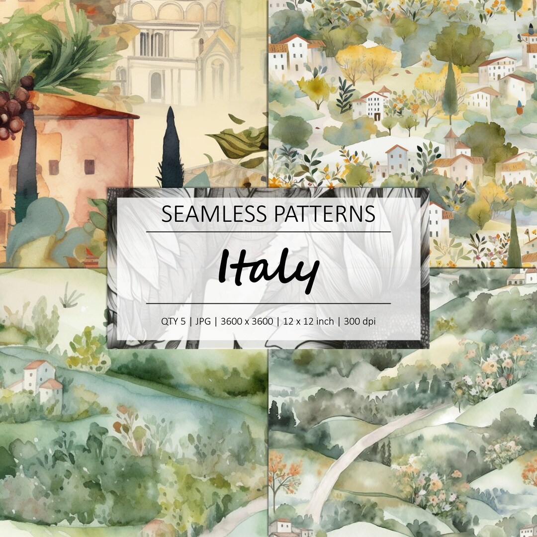 Italy Seamless Pattern - 12in X 12in @ 300 DPI - Digital Paper ...