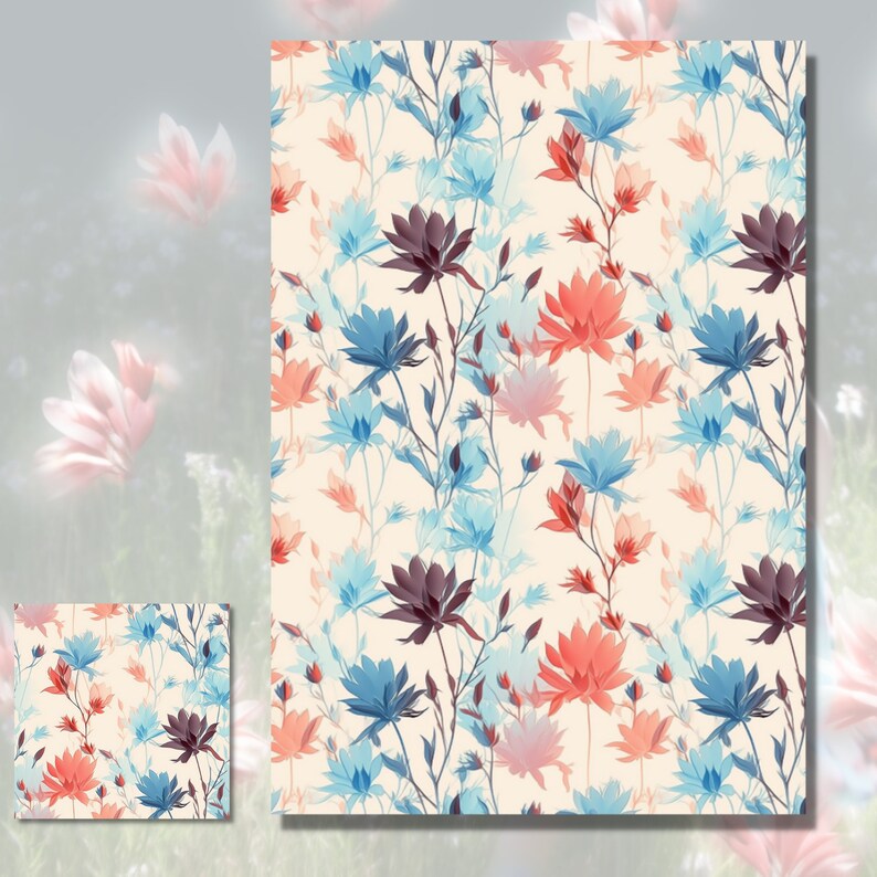Radiant Red-tinted Dutch Floral Seamless Patterns - Digital Download ...