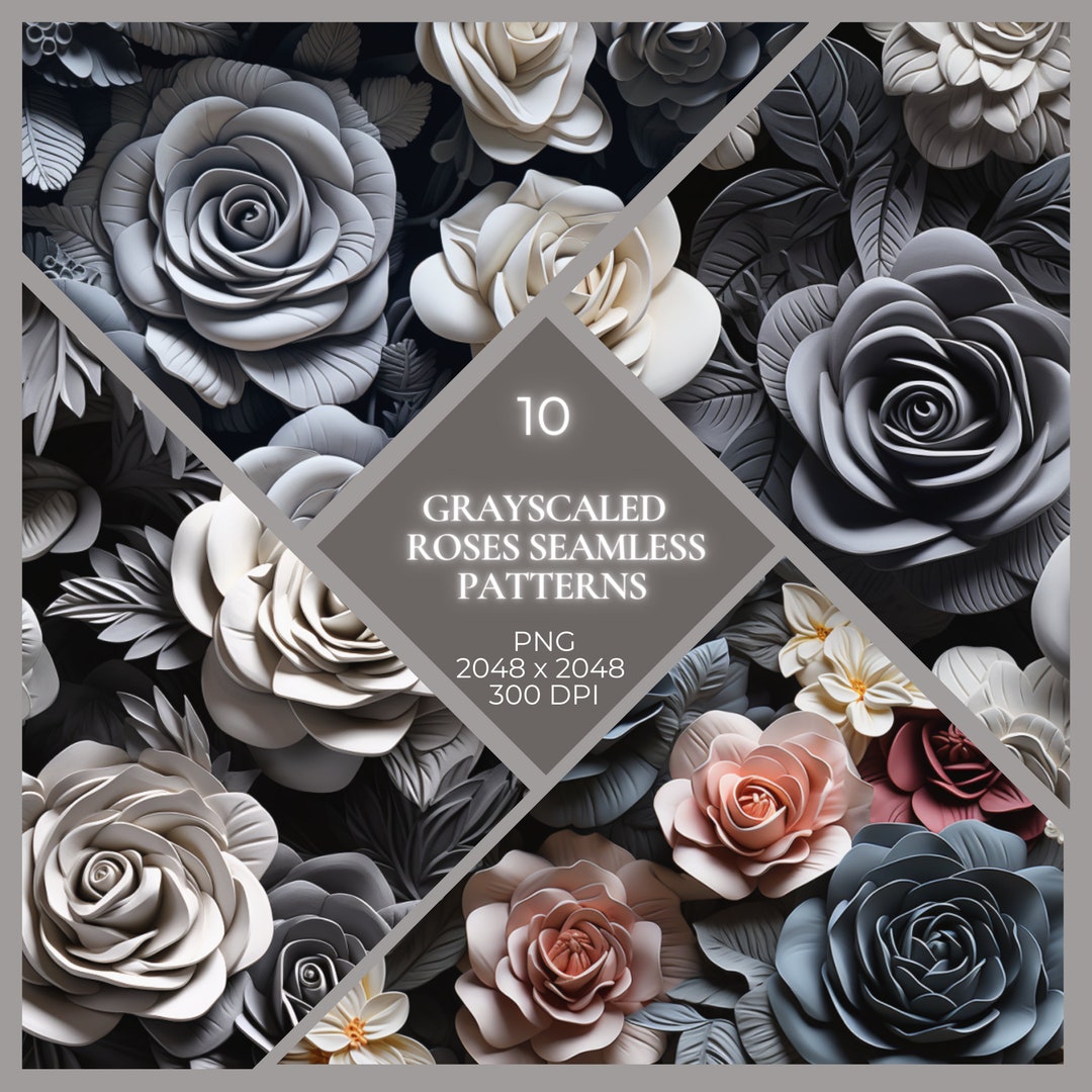 Grayscale Roses Digital Download - High-resolution Rose Wallpaper ...