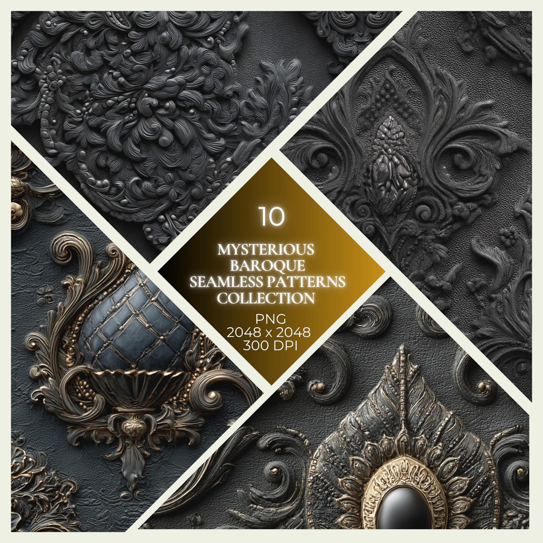 Baroque Seamless Tile Pattern Designs Digital Download PNG - 10 Pack - Etsy