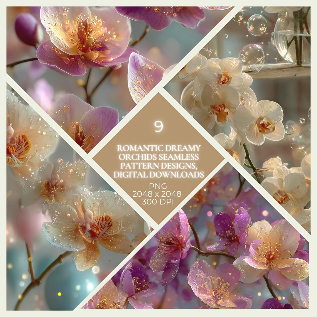 Orchid Pattern Digital Download - Romantic Orchids Seamless Pattern ...