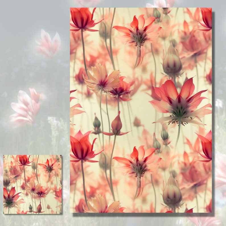 Radiant Red-tinted Dutch Floral Seamless Patterns - Digital Download ...