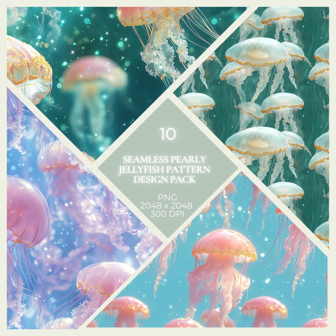 Seamless Jellyfish Pattern Design Pack - 10 Pack - Etsy