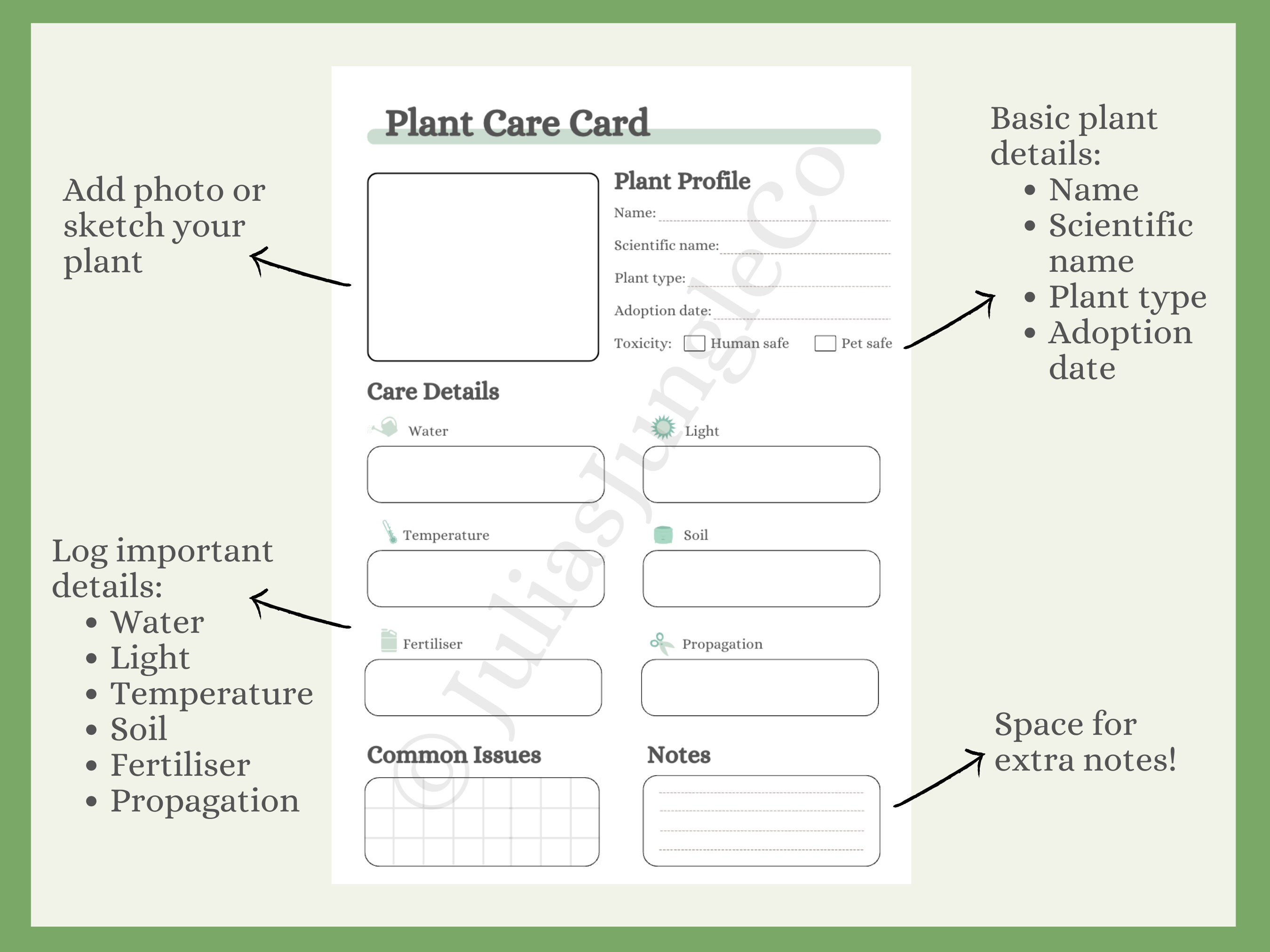 Essential Plant Care Printables, Plant Care Houseplants, Plant Planner ...