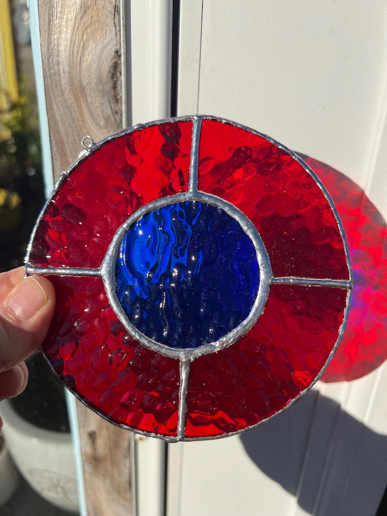 Phish Donut Stained Glass Art - Red & Blue - Etsy