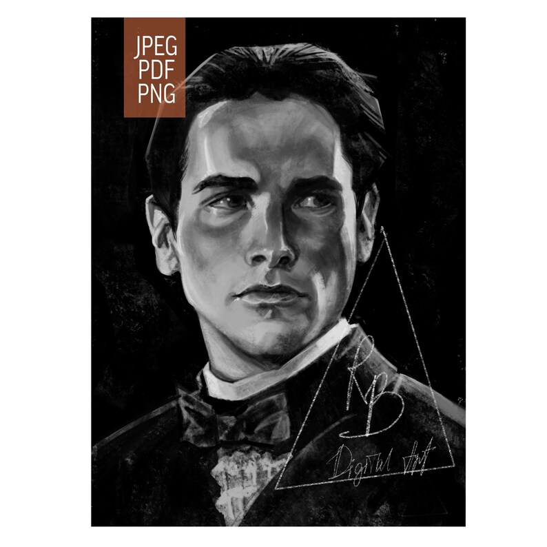 Digital Portrait Digital Art Christian Bale Portrait Sigma - Etsy