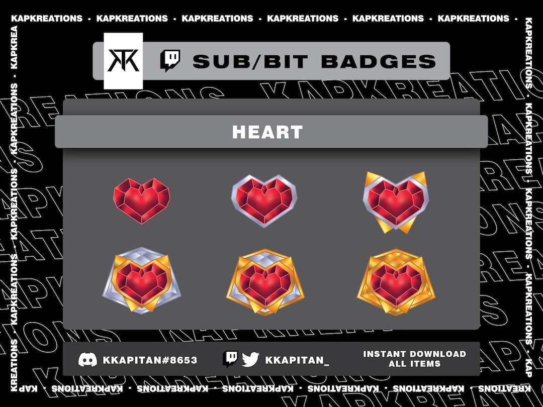 Twitch Sub Badge Twitch Badge Sub Badge Twitch Twitch Heart - Etsy