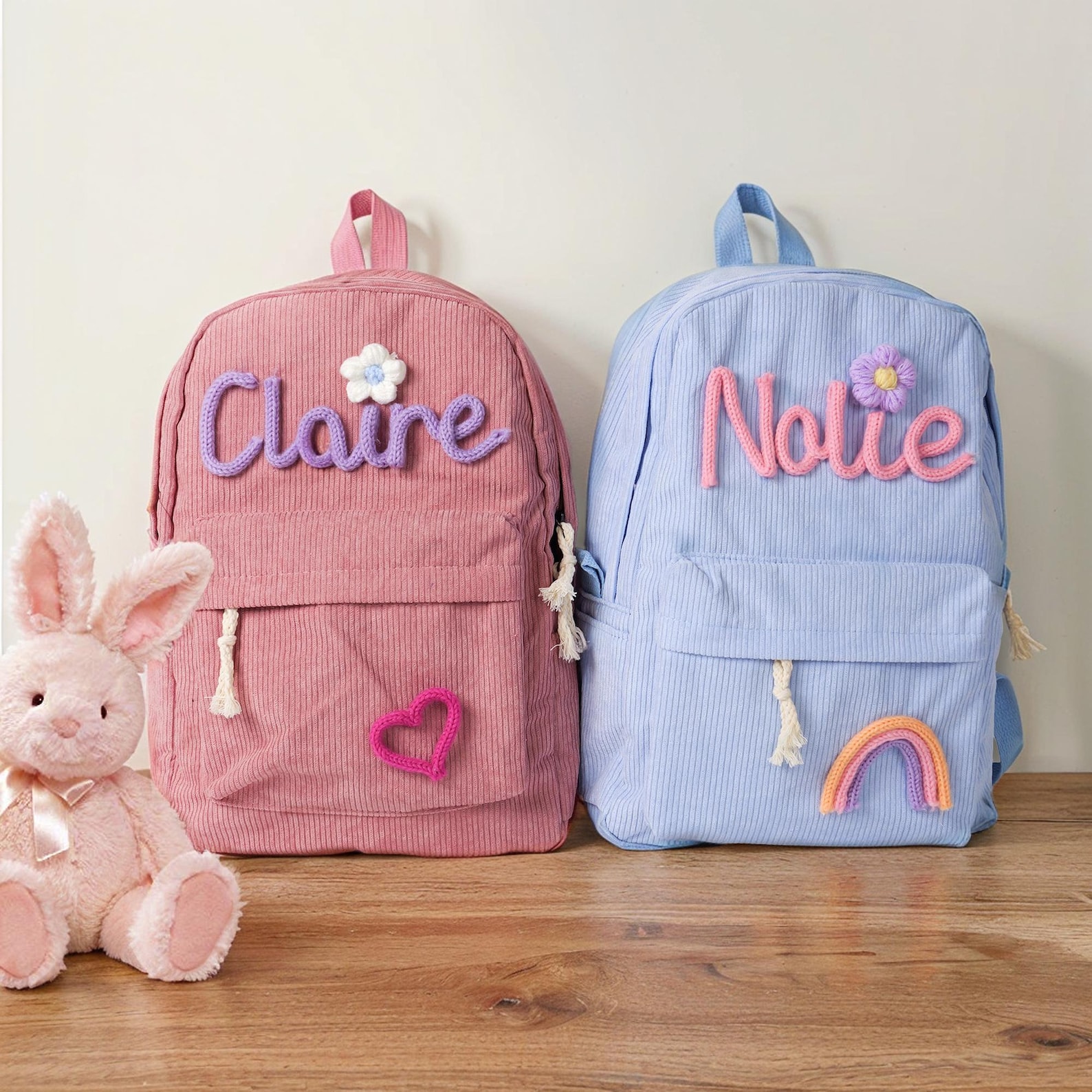 Personalized Corduroy Kids Backpack, Hand Embroidered Name, Toddler ...